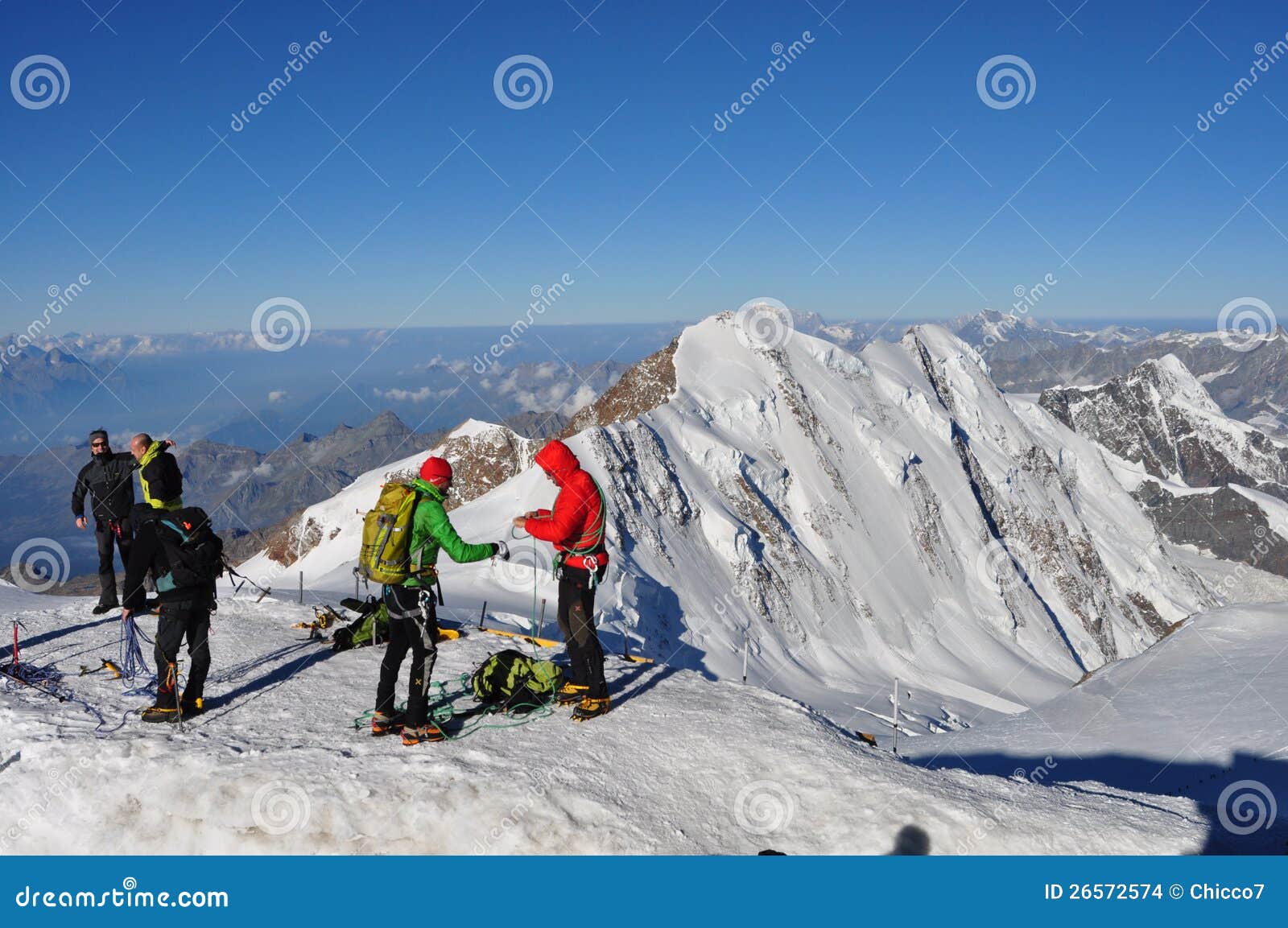 Climbers on the Summit of Mount Rosa Editorial Stock Image - Image of ...