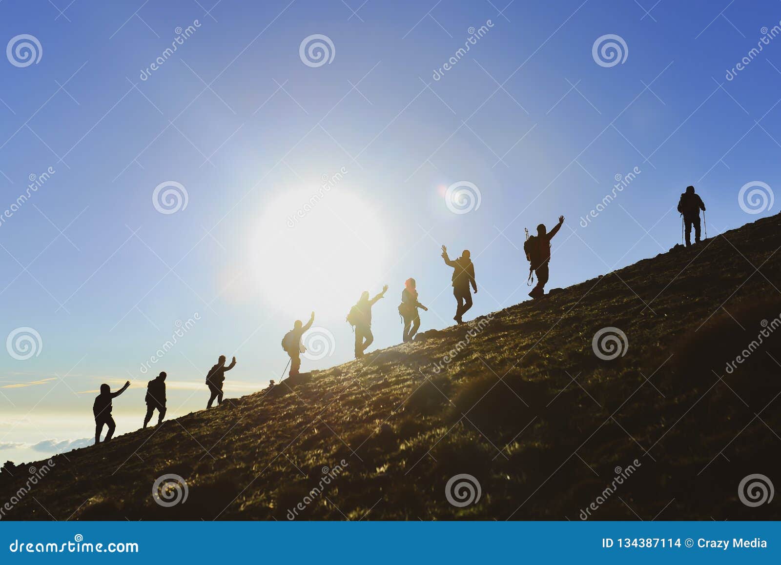 Climbers Team Marching in the Mountains Stock Photo - Image of marching ...