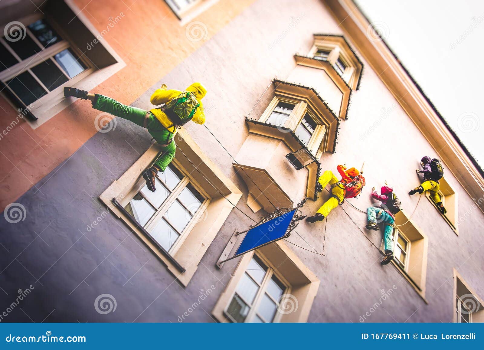 Climbing Body Positions on Urban Group Climb Stock Image - Image of ...