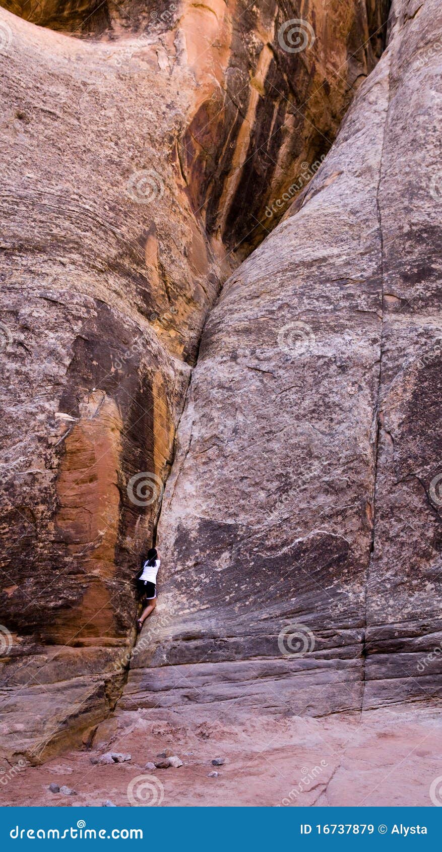 Climbing a Crevice stock image. Image of upward, stone - 16737879