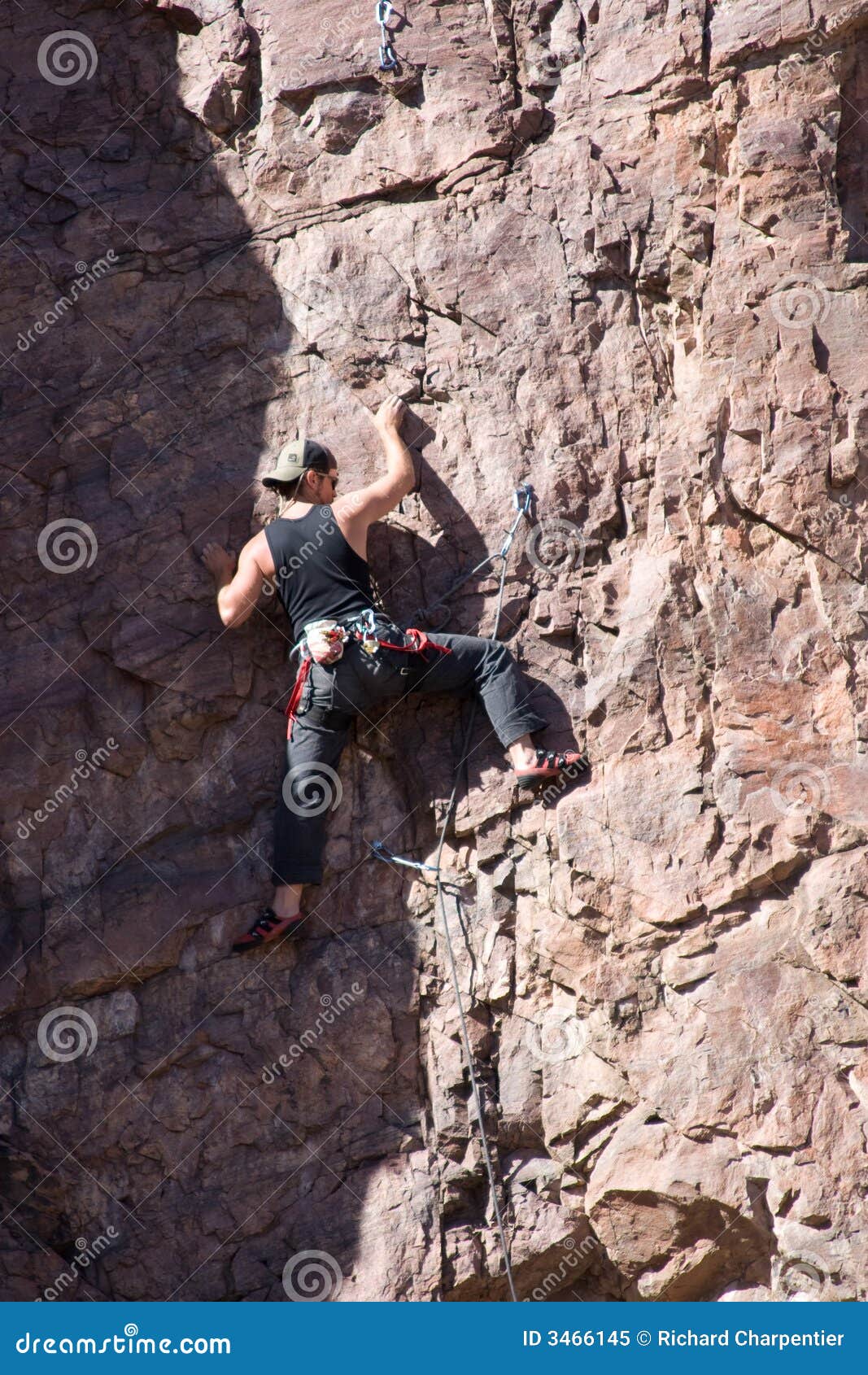 Climbing on the Edge of Shadow Stock Image - Image of skies, canyon ...
