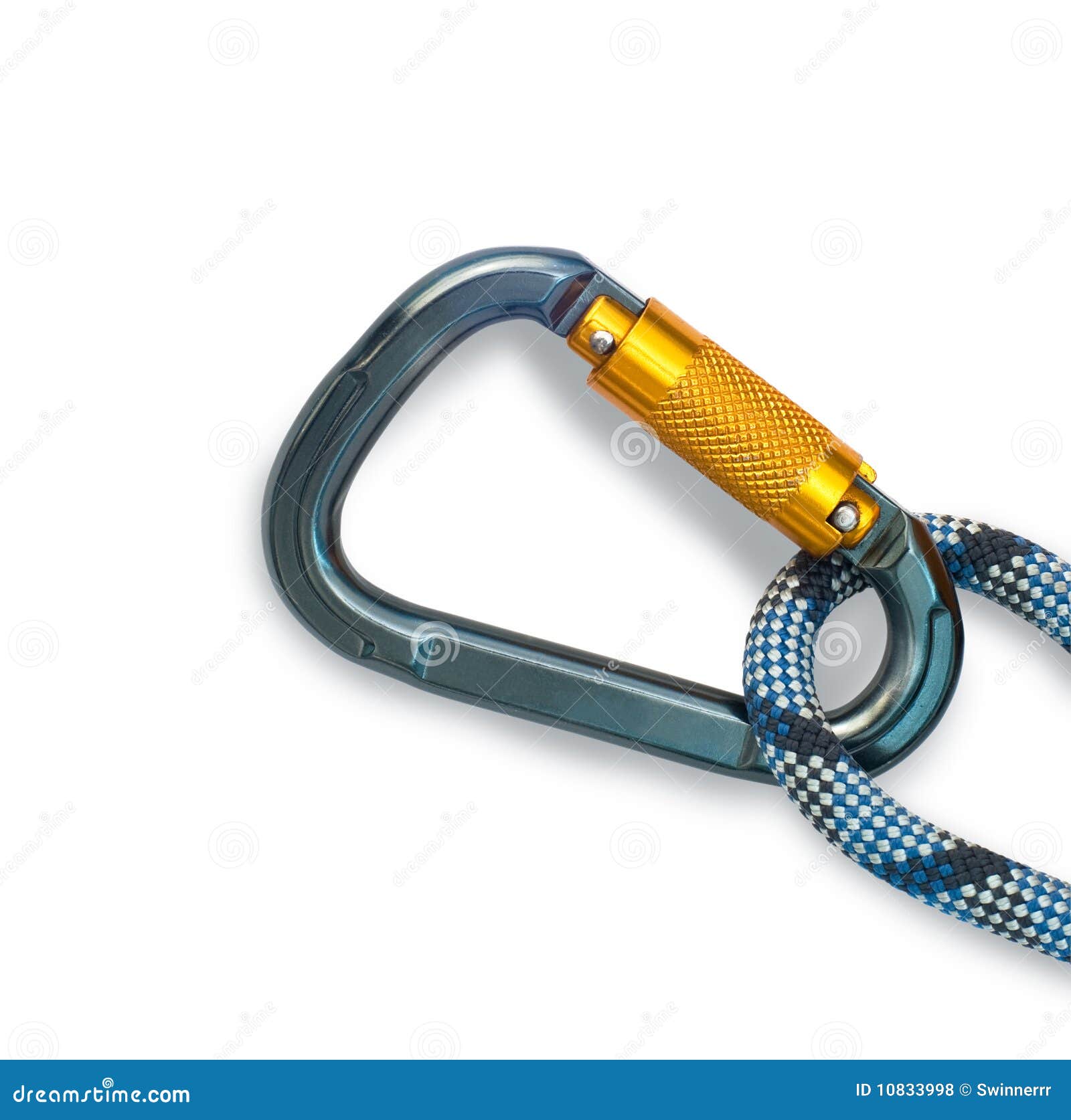 Climbing Equipment - Carabiner and Rope Stock Photo - Image of ...