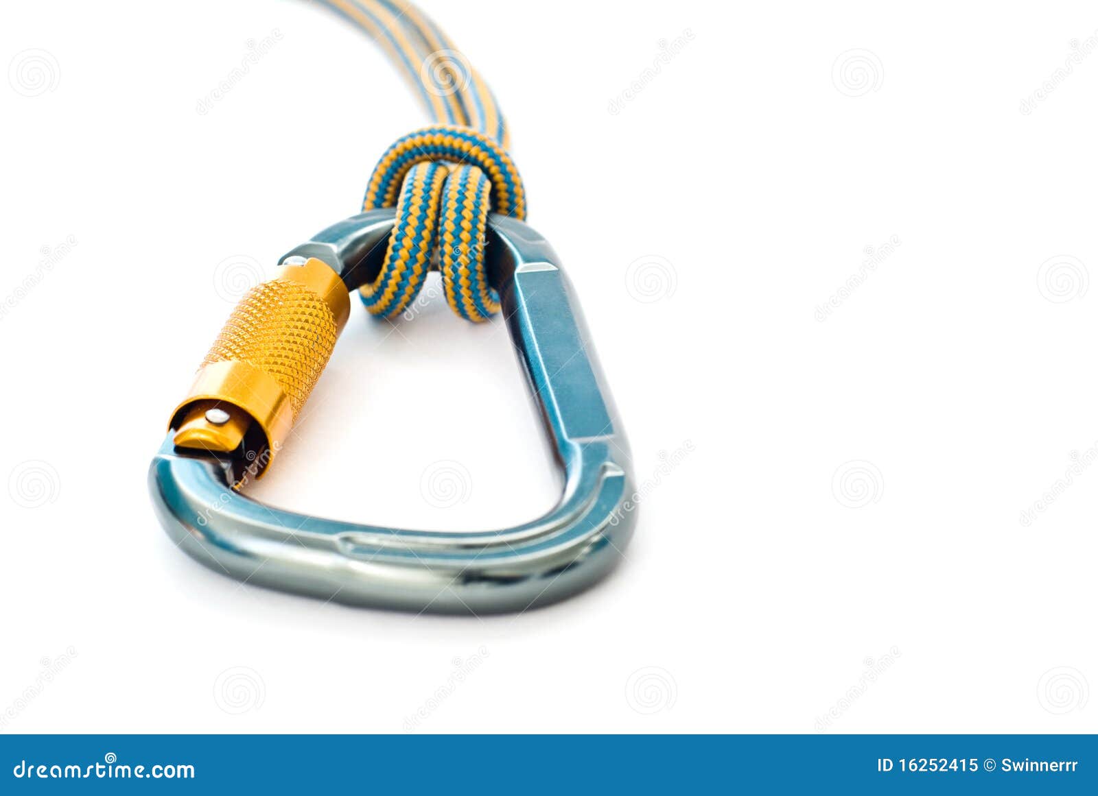 Climbing Equipment - Carabiner and Rope Stock Image - Image of aluminum ...