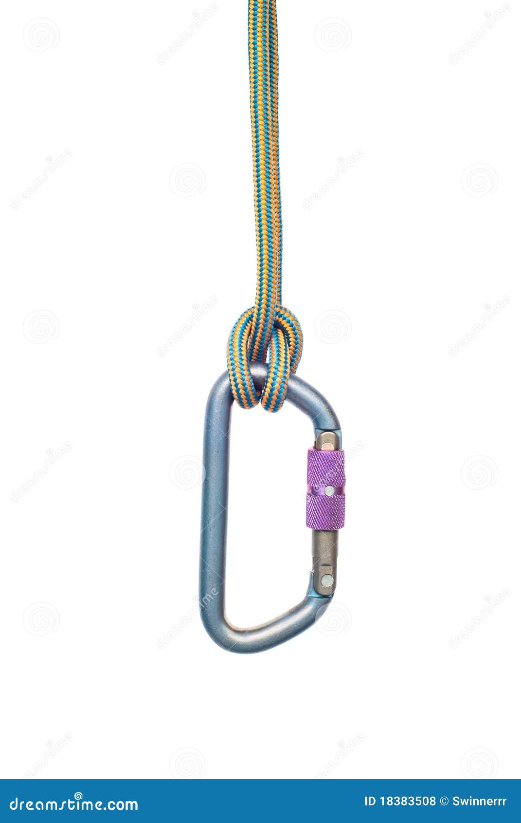Climbing Equipment - Carabiner and Rope Stock Photo - Image of metal ...
