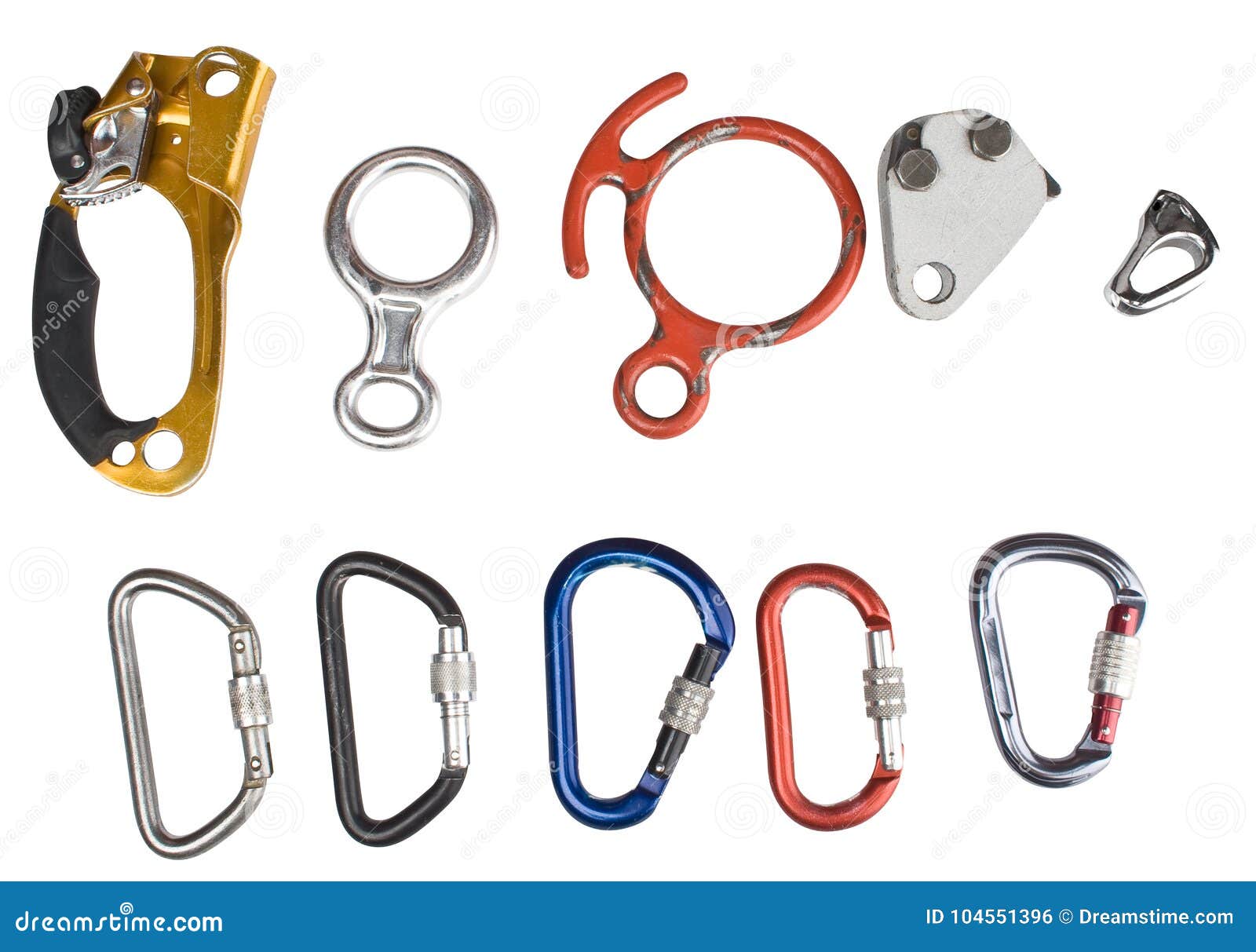 Climbing equipment set. stock photo. Image of clutch - 104551396