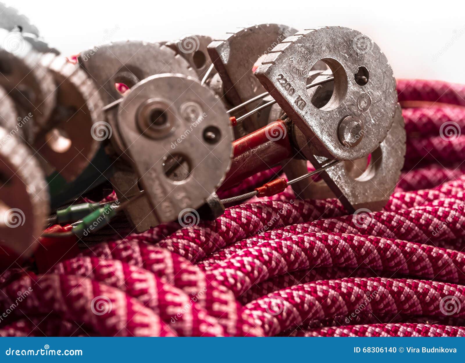 Climbing Equipment - Winded Rope with Cam. Stock Photo - Image of ...
