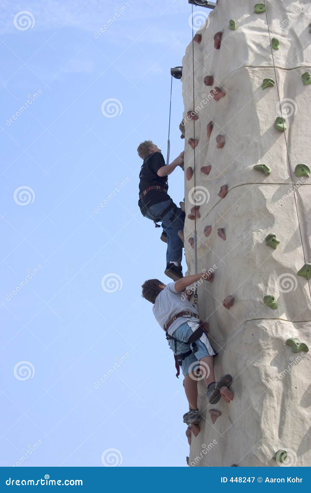 Climbing a Fake Rock Wall stock image. Image of excercise - 448247