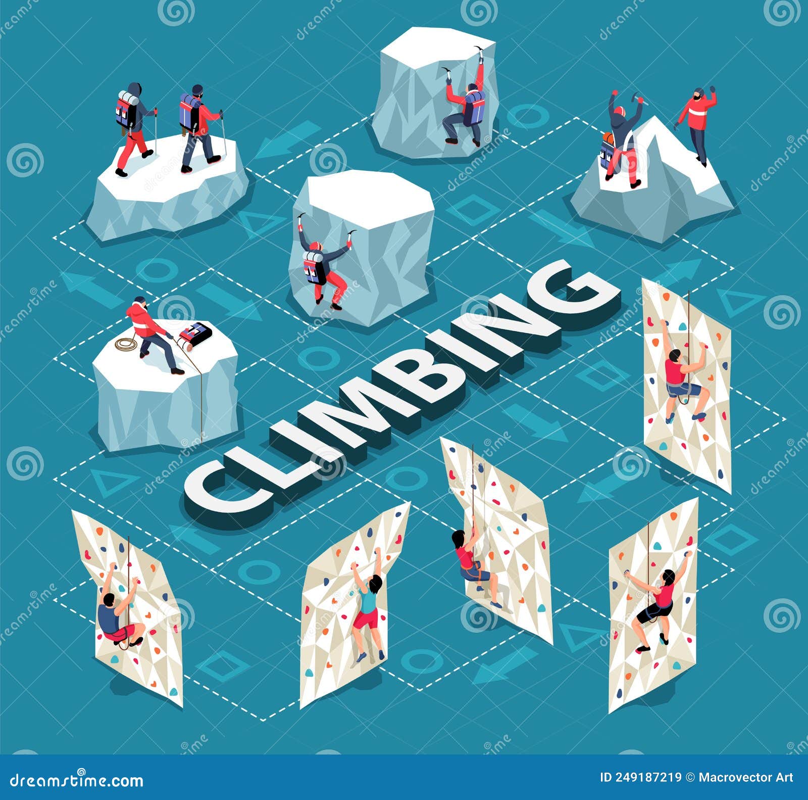 Climbing Flowchart Isometric Composition Stock Vector - Illustration of ...