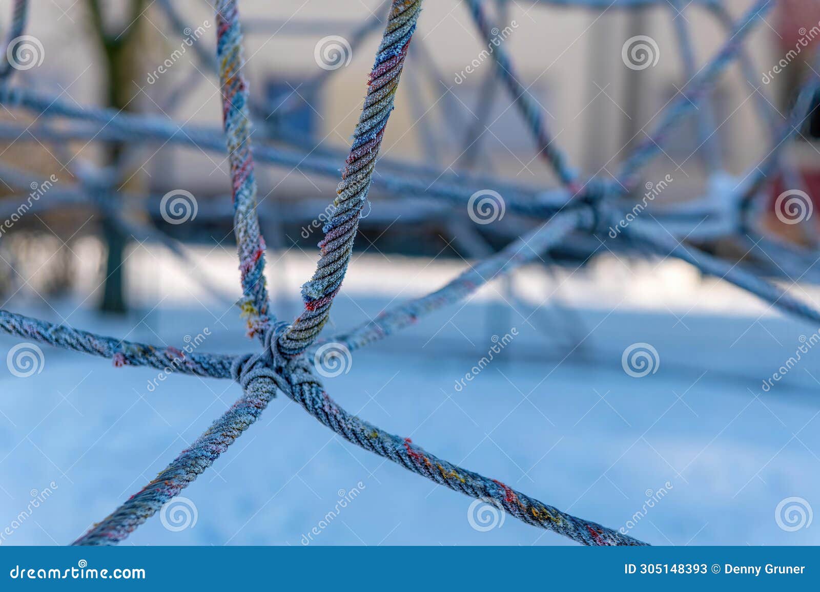 Climbing Frame Made of Ropes in Winter Stock Image - Image of rope ...