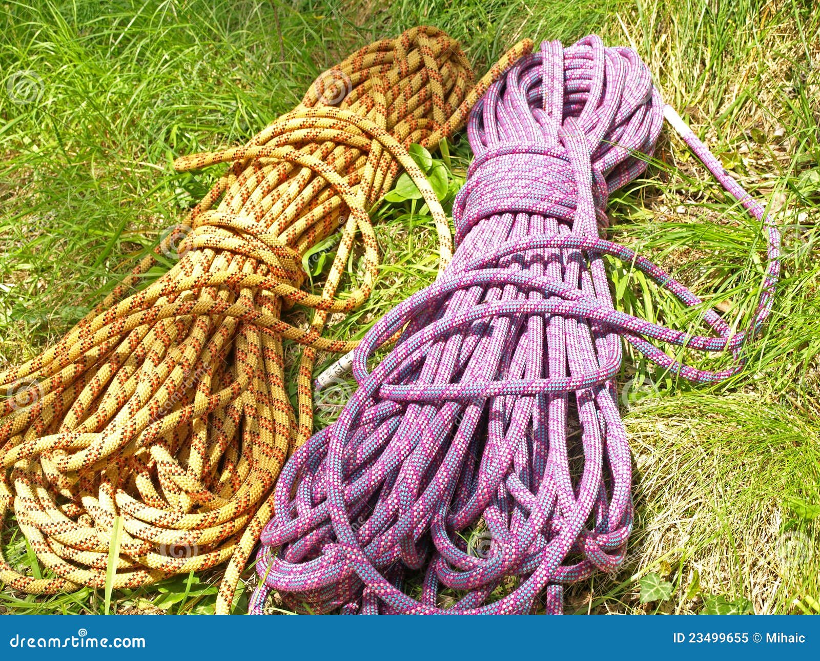Climbing half ropes stock image. Image of climbing, yellow - 23499655