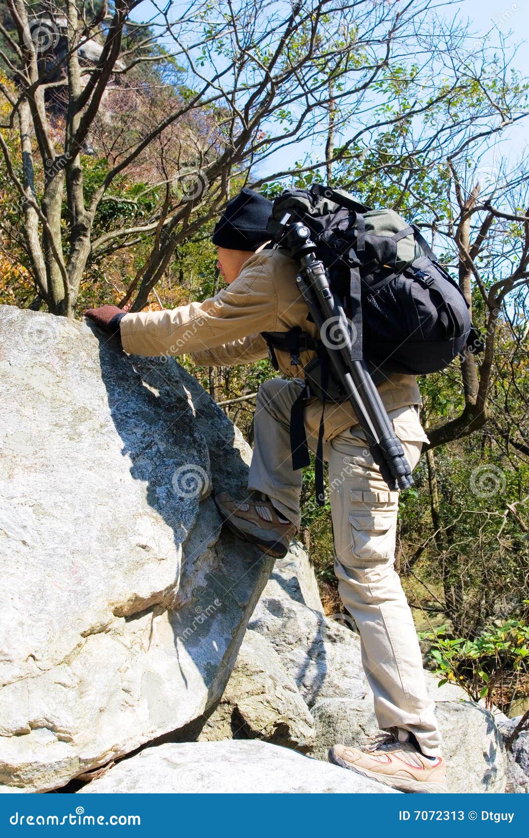 Climbing hiker stock image. Image of forest, exploratory - 7072313