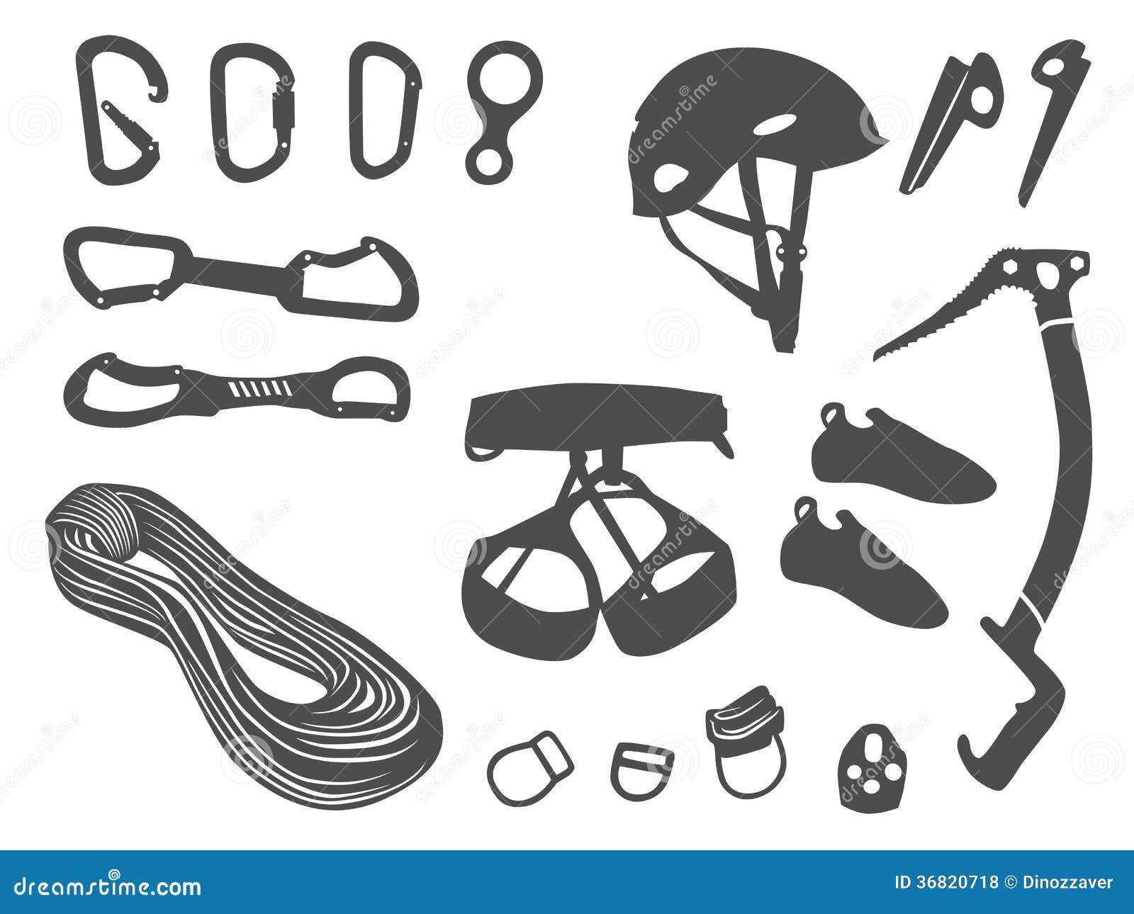 Climbing items set stock vector. Illustration of dangerous - 36820718