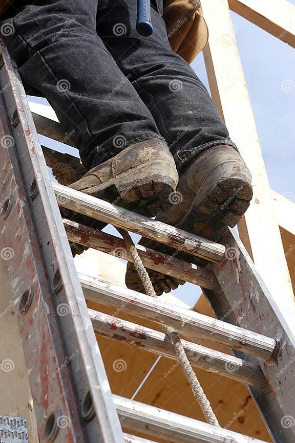 Climbing the ladder stock image. Image of tool, construction - 47443