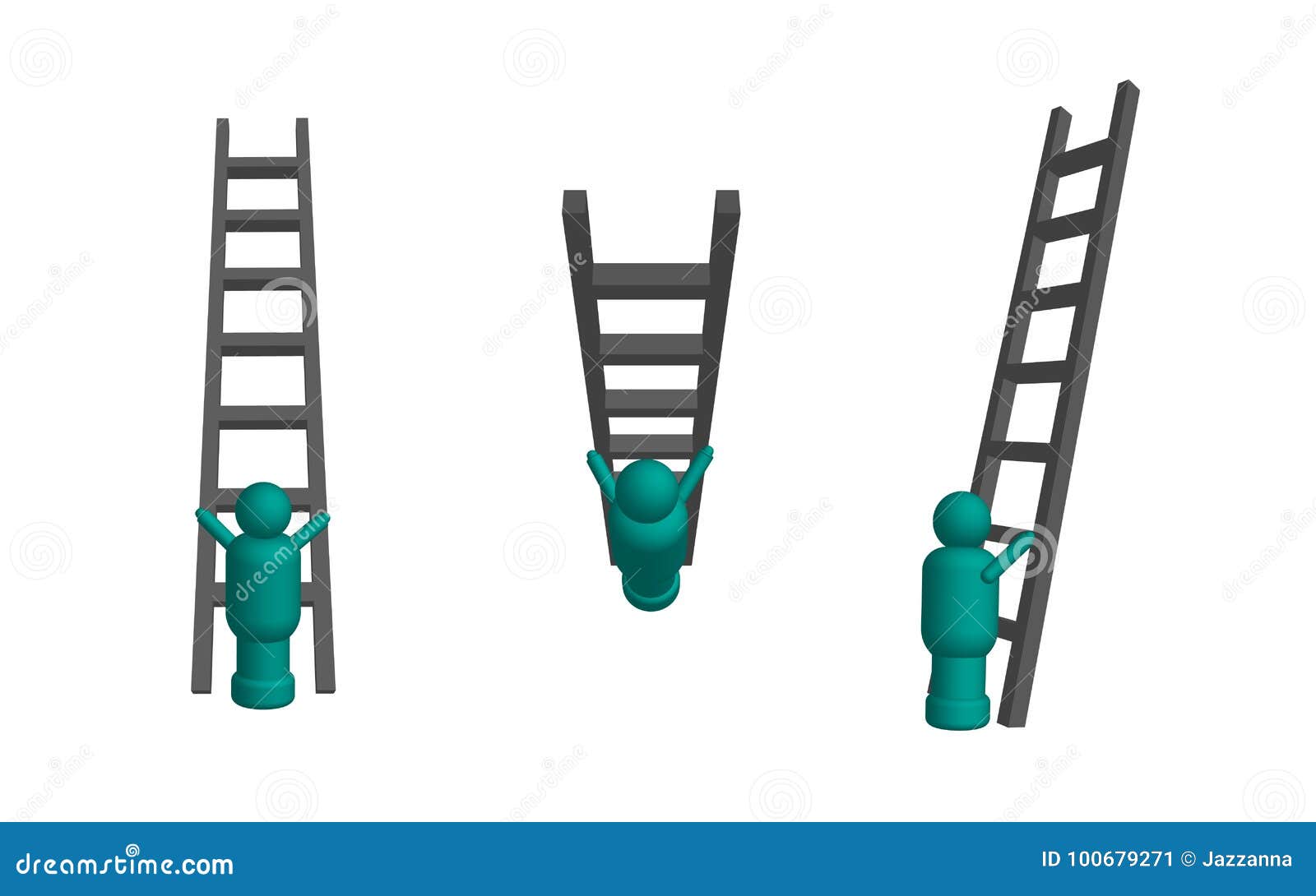 Climbing ladder in 3D stock vector. Illustration of success - 100679271
