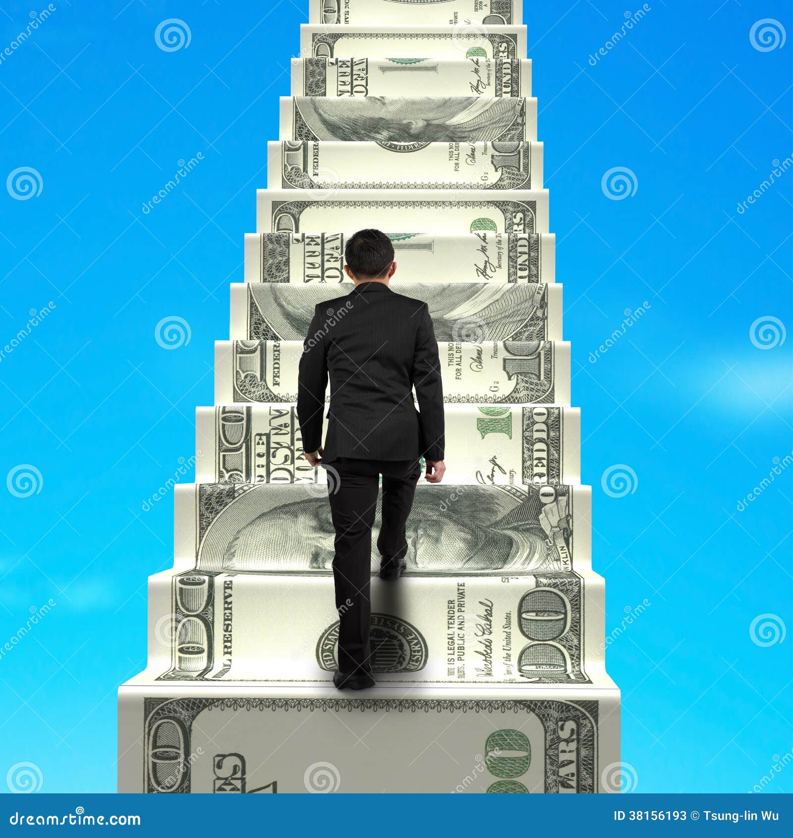 Climbing on money stairs stock image. Image of light - 38156193