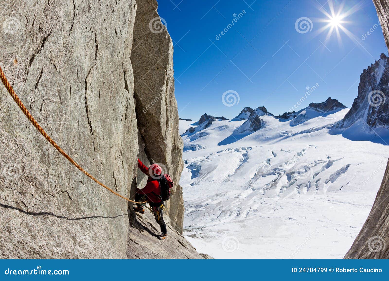 Climbing in Mont Blanc, Alps. Stock Image - Image of alps, danger: 24704799