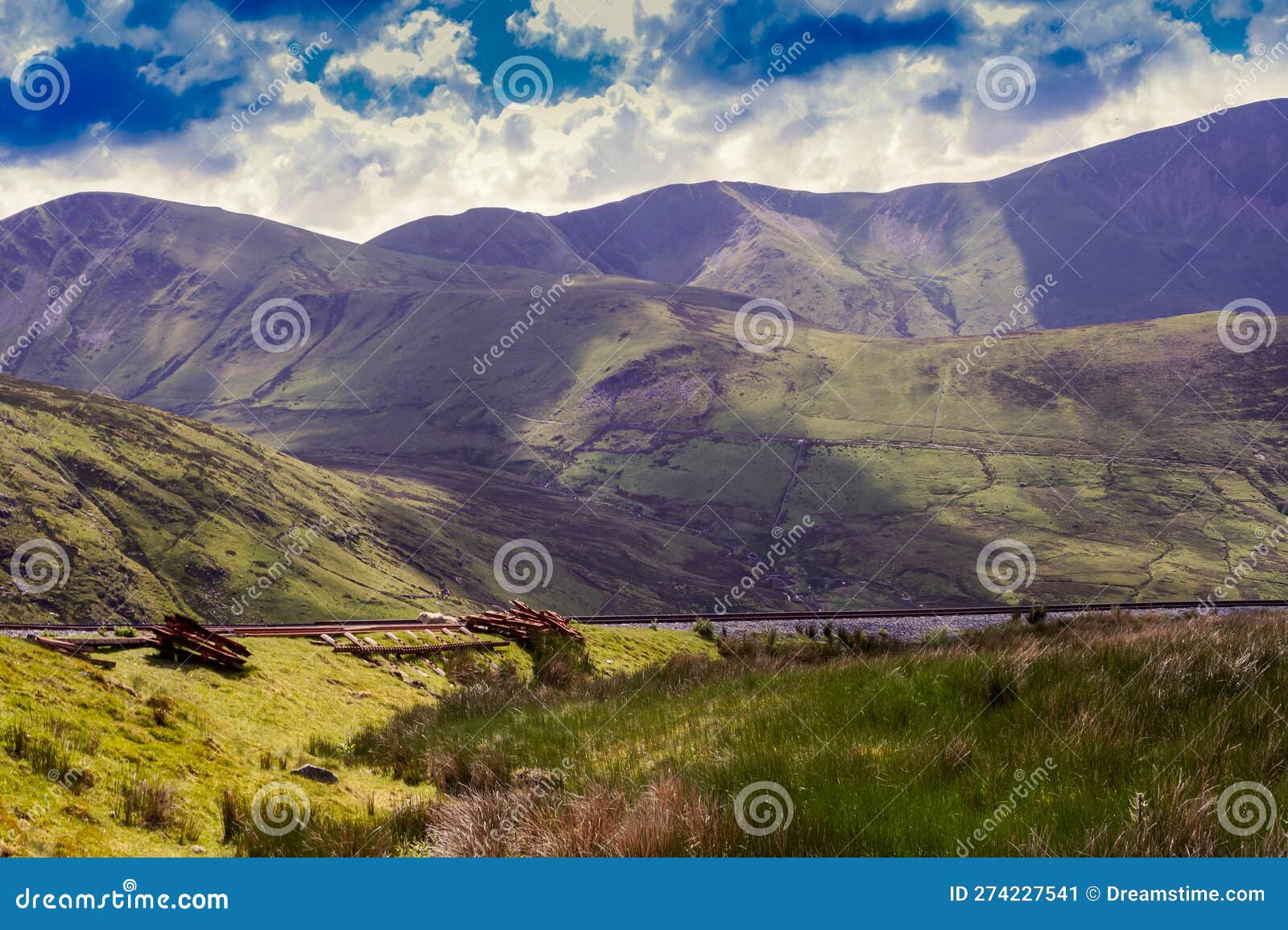 Climbing Mount Snowdon in Summer. Scattered Clouds Shadowing the ...