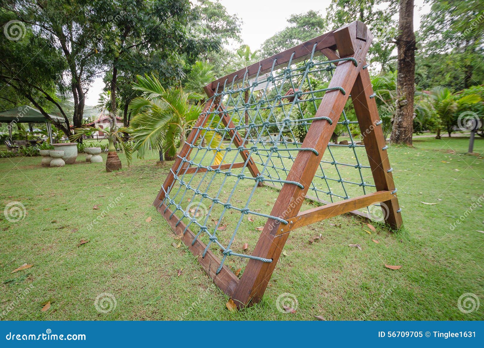 Climbing Net with Wooden Frame. Stock Image - Image of securely, space ...
