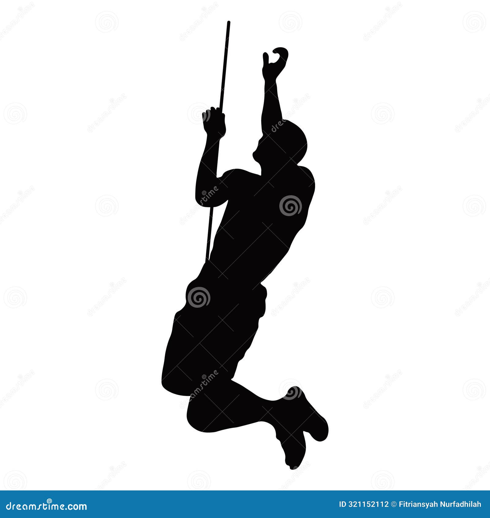 Silhouette of Man Climbing Rock. Isolated on White Background. Vector ...