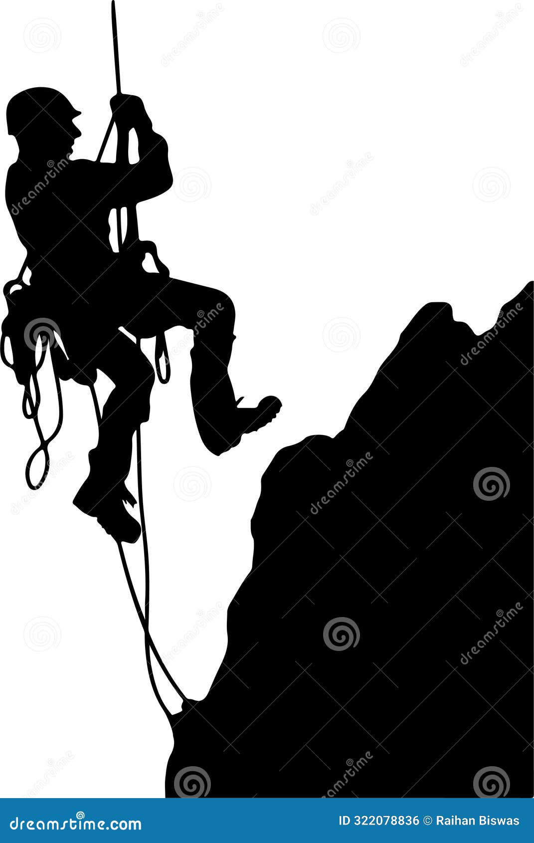 Climbing Rappelling Silhouette Vector Stock Vector - Illustration of ...