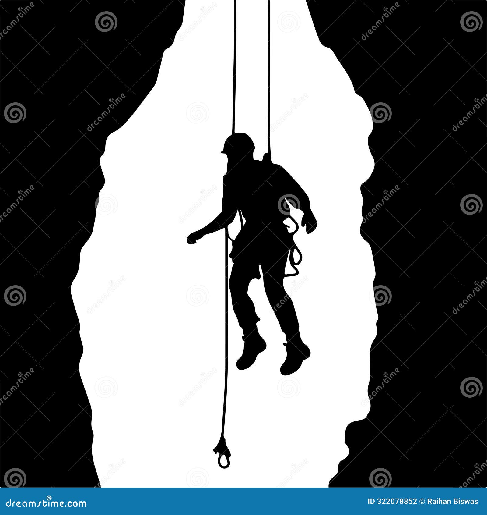 Climbing Rappelling Silhouette Vector Stock Vector - Illustration of ...