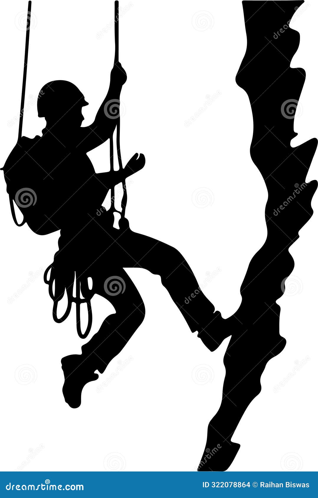 Climbing Rappelling Silhouette Vector Stock Vector - Illustration of ...