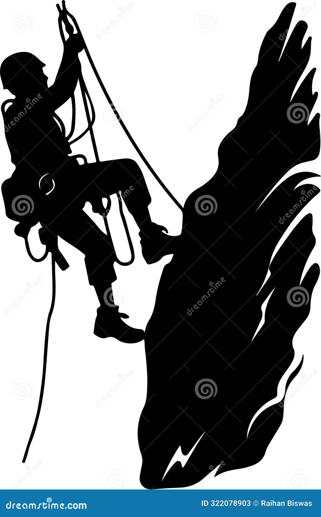 Climbing Rappelling Silhouette Vector Stock Vector - Illustration of ...
