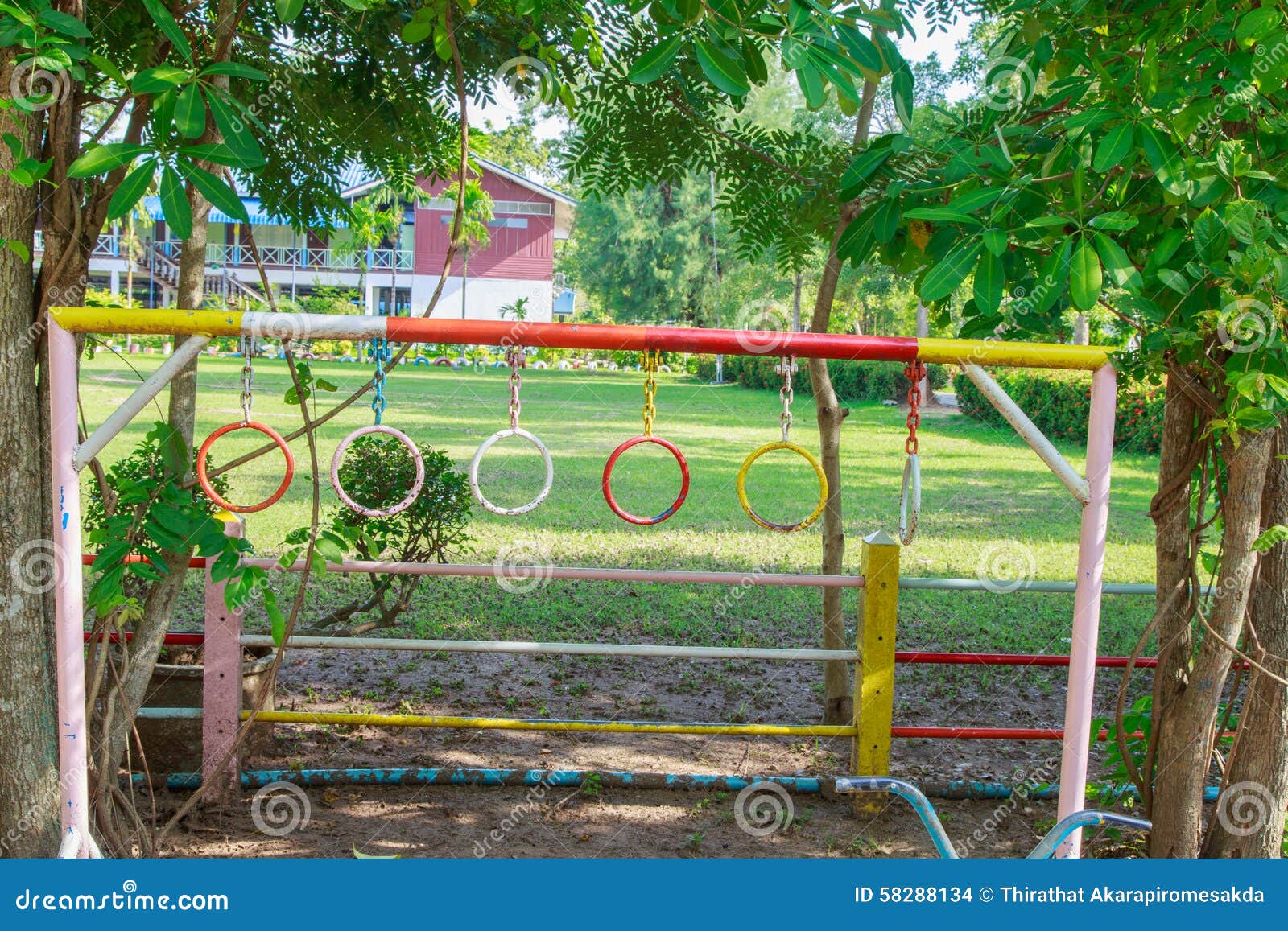 Climbing Rings in a Playground Stock Photo - Image of climbing, game ...
