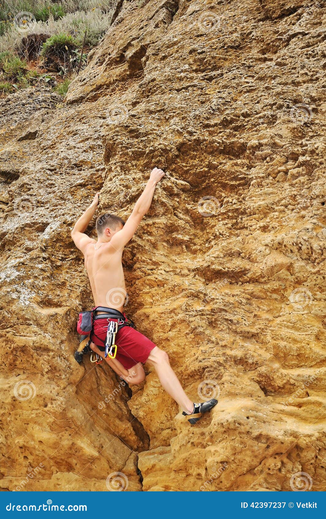 Climbing on rock stock image. Image of balance, height - 42397237