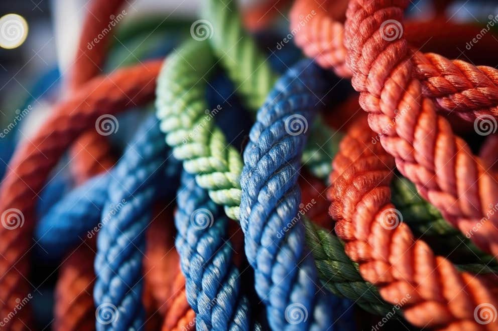 Climbing Ropes Coiling Process Captured in Close-up Mode Stock Image ...