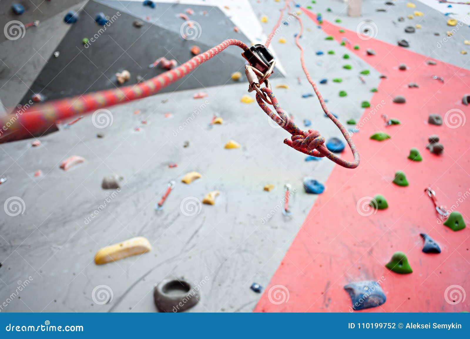 Climbing. a Safety Bolt Threaded a Rope with a Carbine Stock Photo ...