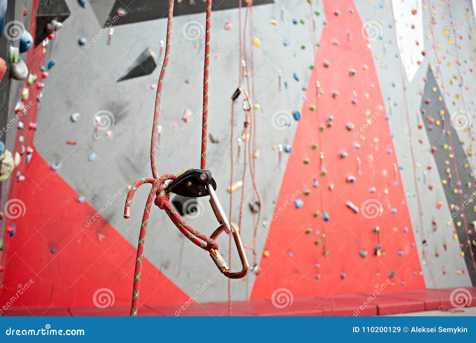 Climbing. a Safety Bolt Threaded a Rope with a Carbine Stock Image ...