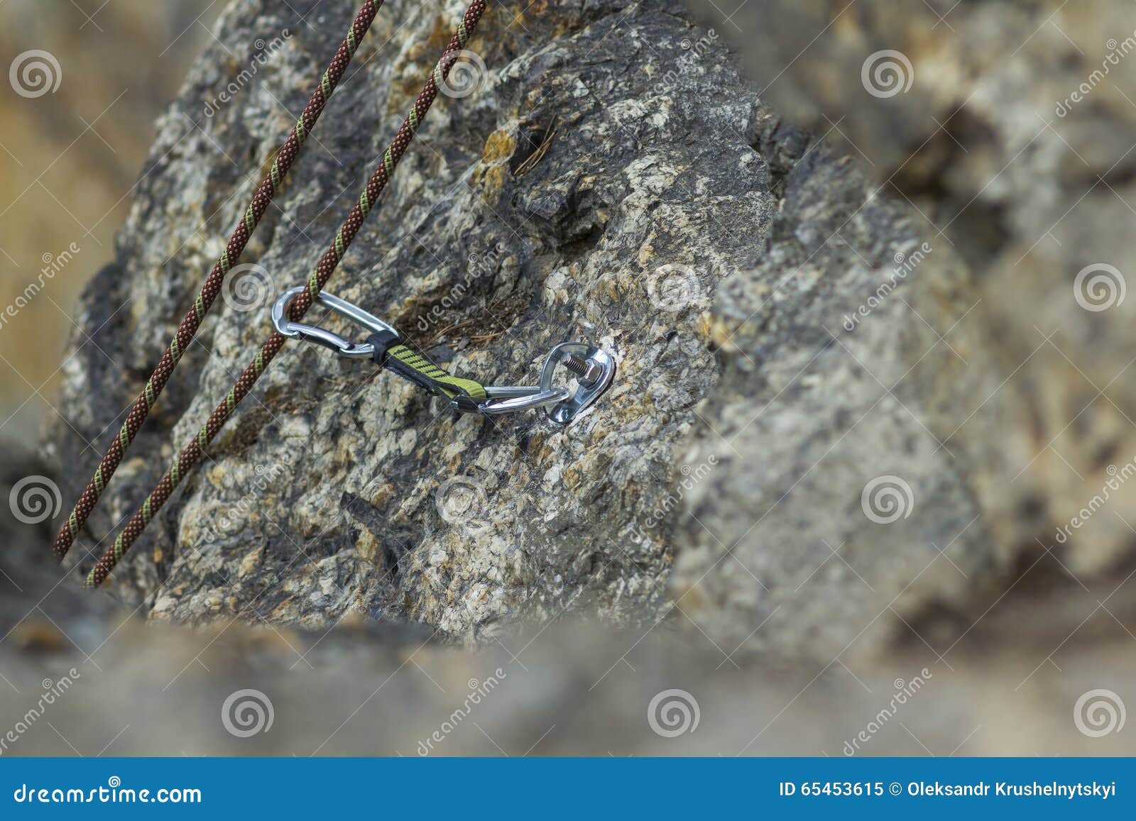 Climbing. A Safety Bolt Threaded A Rope With A Carbine Royalty-Free ...