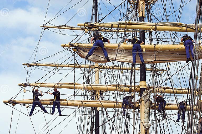 Climbing sailors stock image. Image of maritime, belgium - 1233299