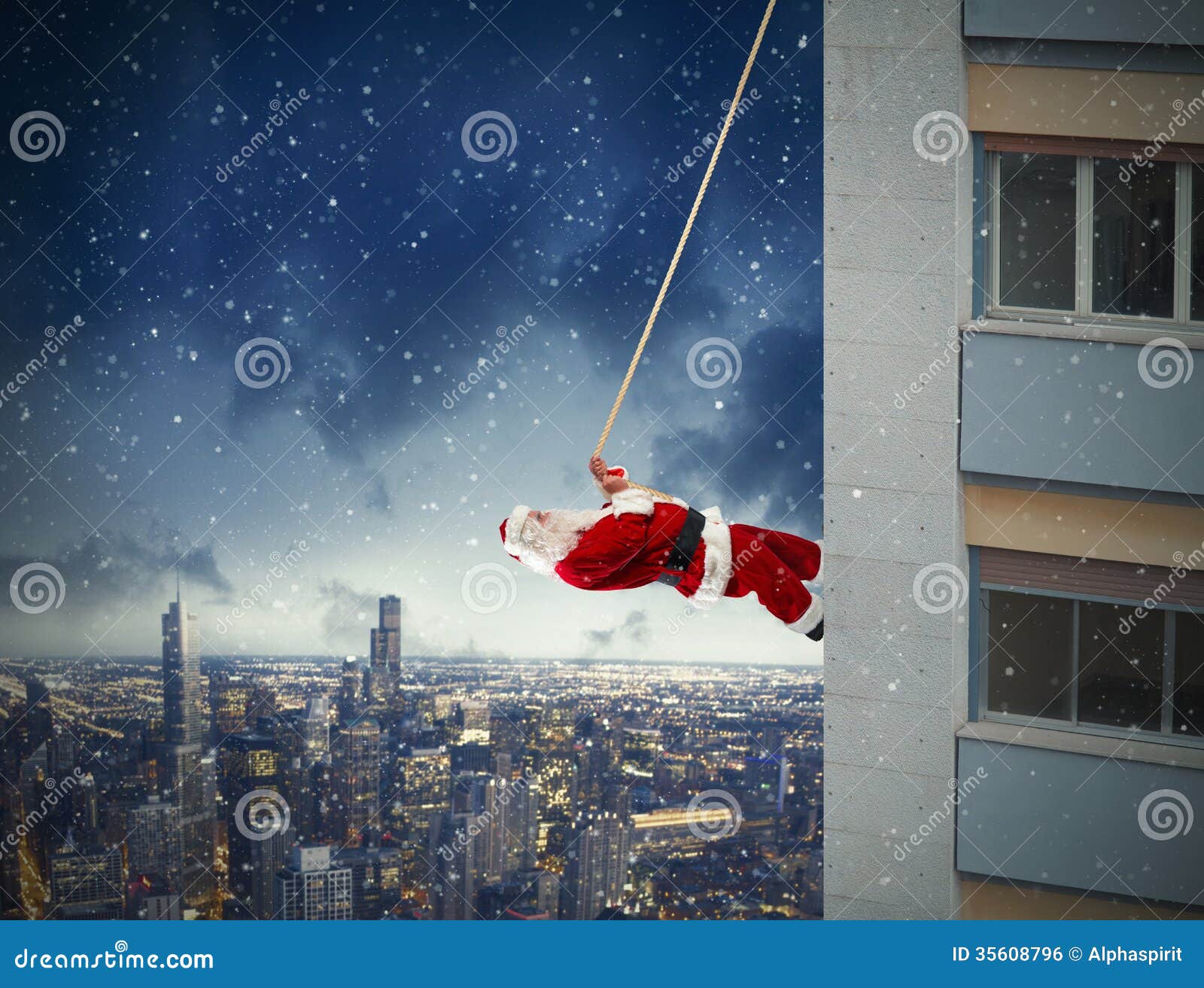 Climbing Santa Claus stock photo. Image of dangerous - 35608796