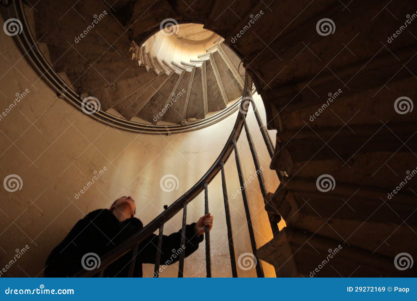 Climbing spiral staircase editorial stock image. Image of english ...