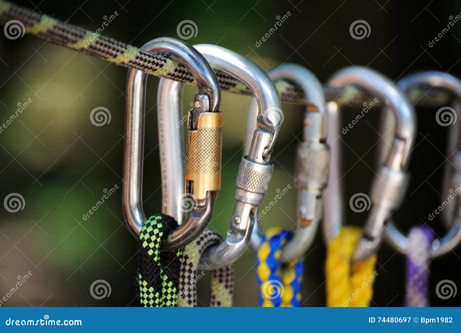 Climbing Sports Image of a Carabiner on a Rope Stock Image - Image of ...
