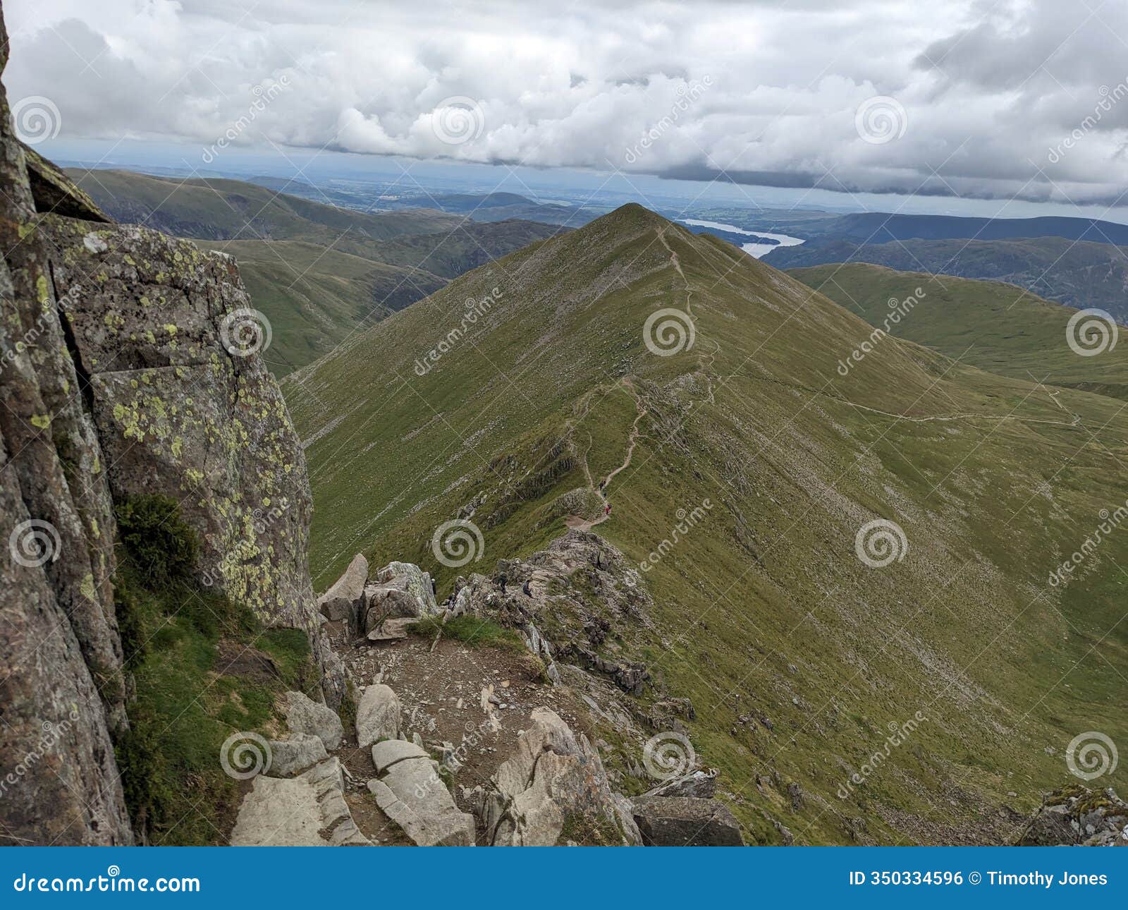 Climbing Striding Edge in the Lake District Stock Photo - Image of ...
