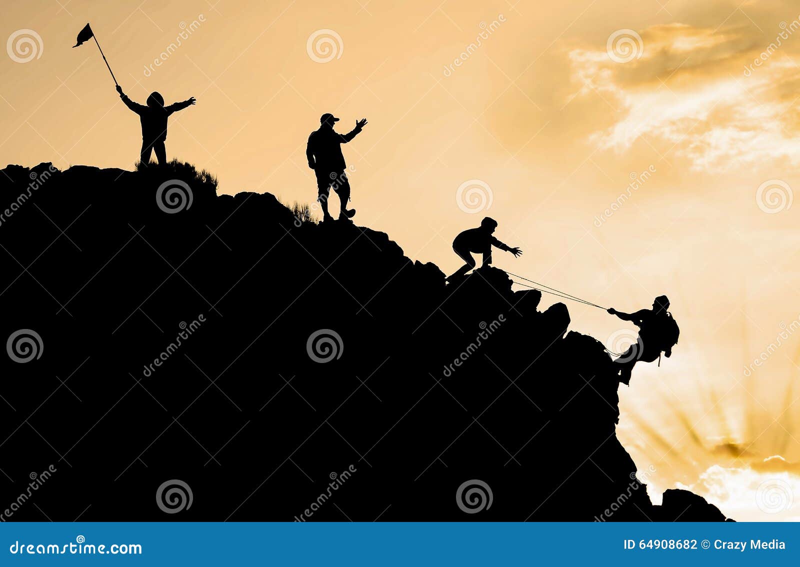 Climbing team success stock photo. Image of background - 64908682