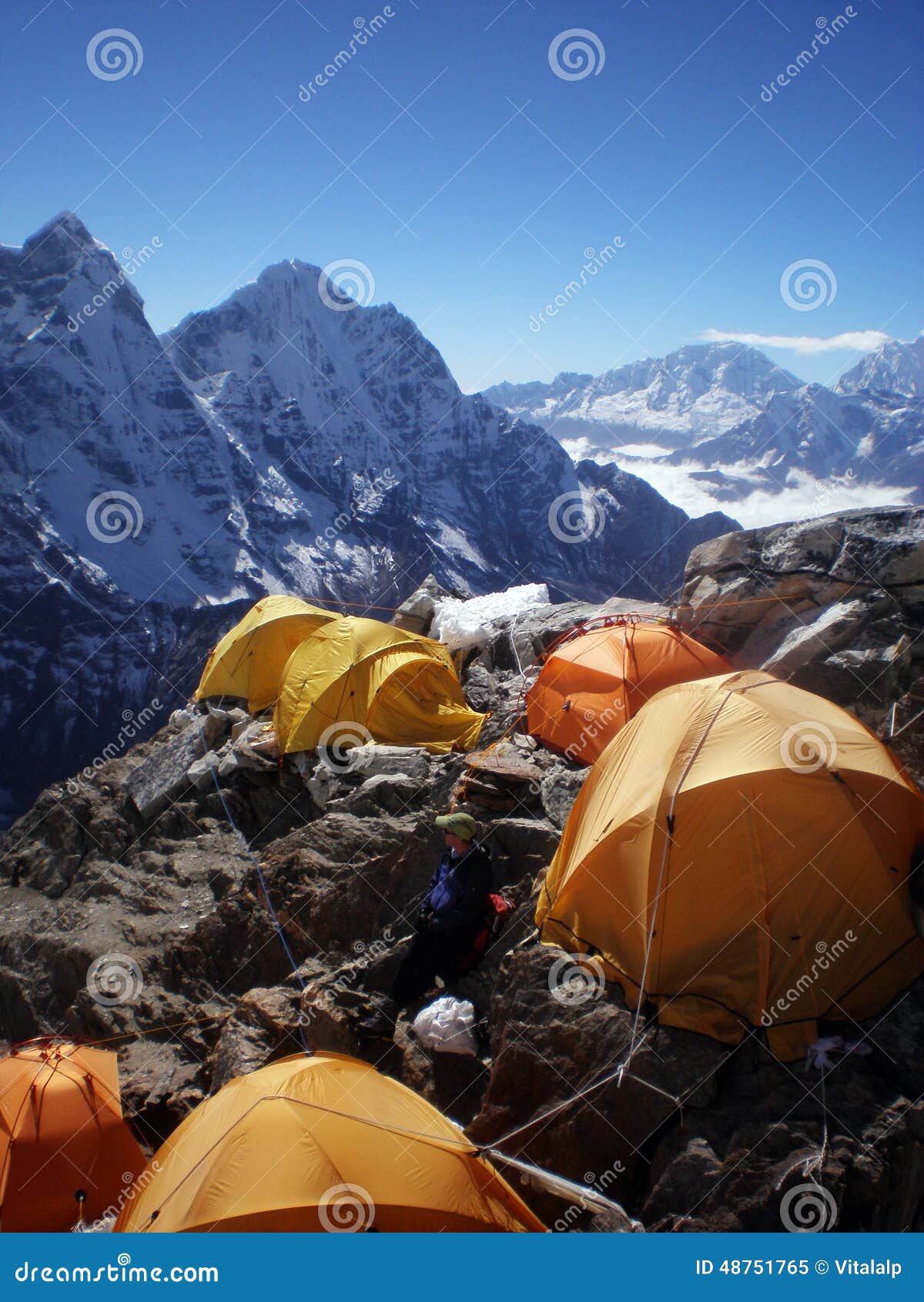 Climbing.Tent in the Mountains Stock Image - Image of hiker, active ...