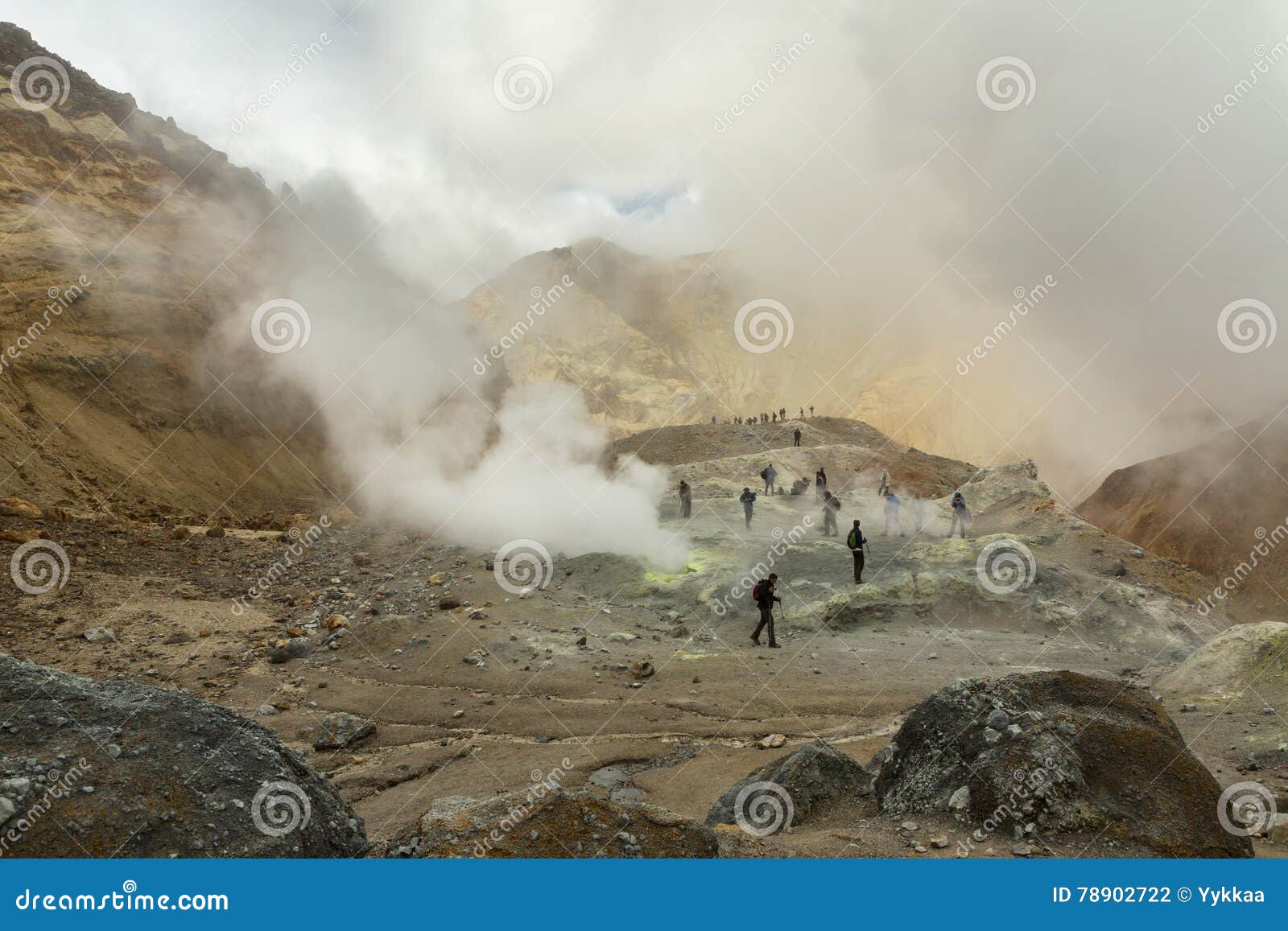 Climbing To Active Volcano Mutnovsky on Kamchatka. Stock Photo - Image ...