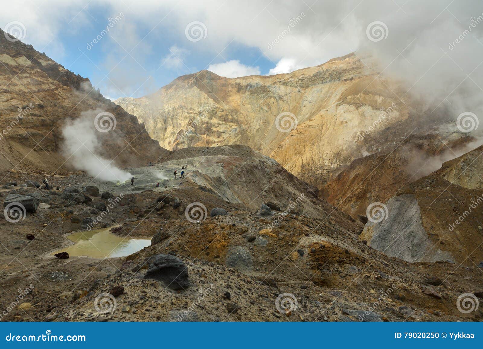 Climbing To Active Volcano Mutnovsky on Kamchatka. Stock Photo - Image ...