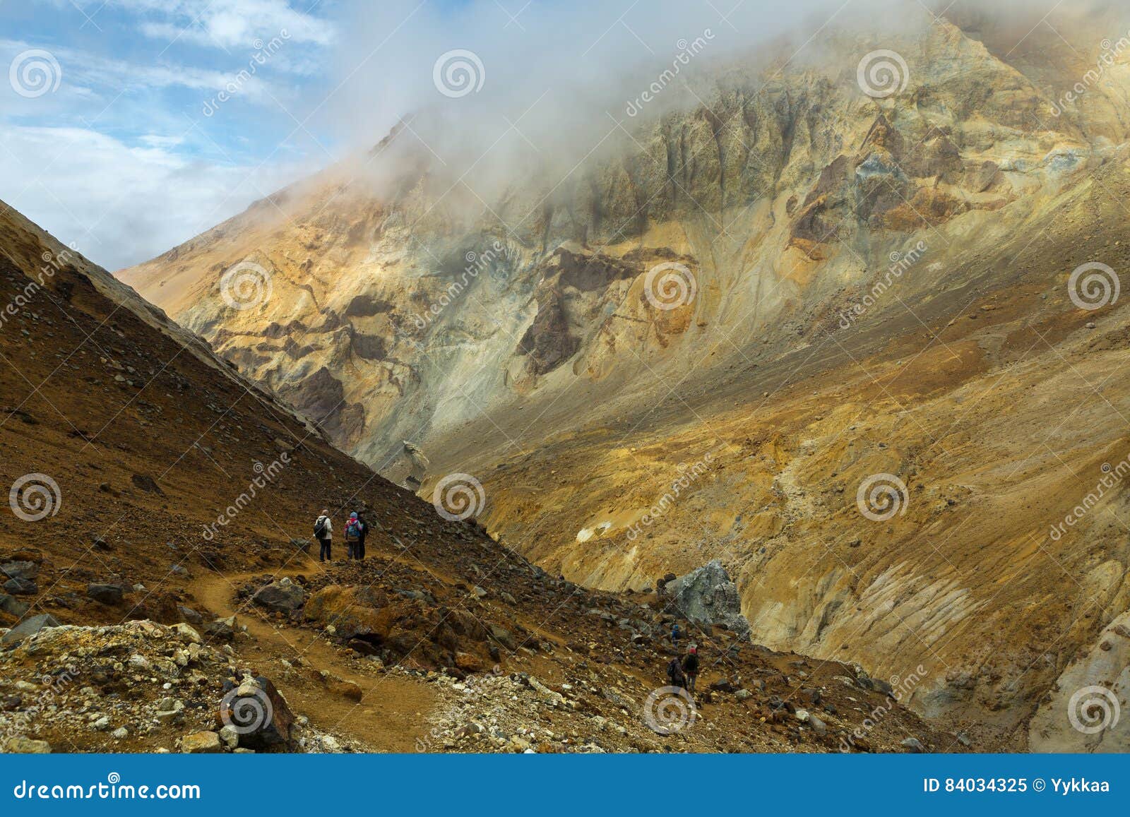 Climbing To Active Volcano Mutnovsky on Kamchatka. Stock Image - Image ...