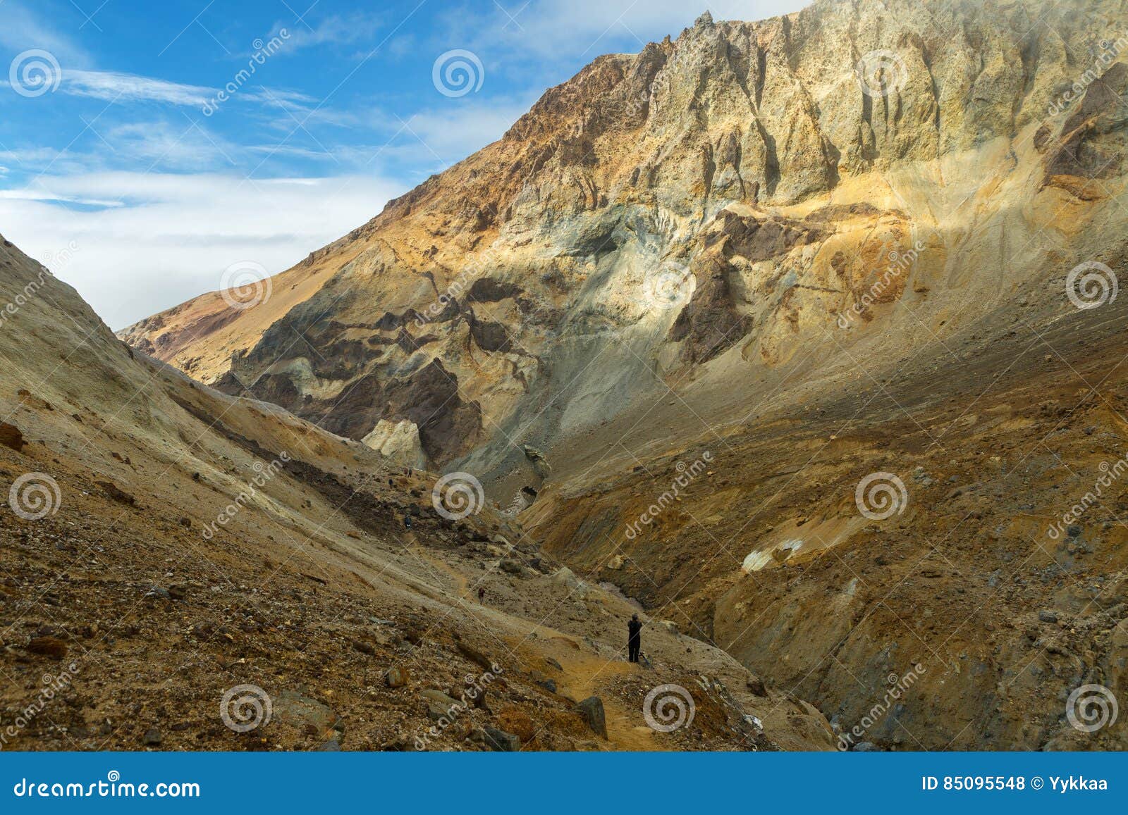 Climbing To Active Volcano Mutnovsky on Kamchatka. Stock Photo - Image ...