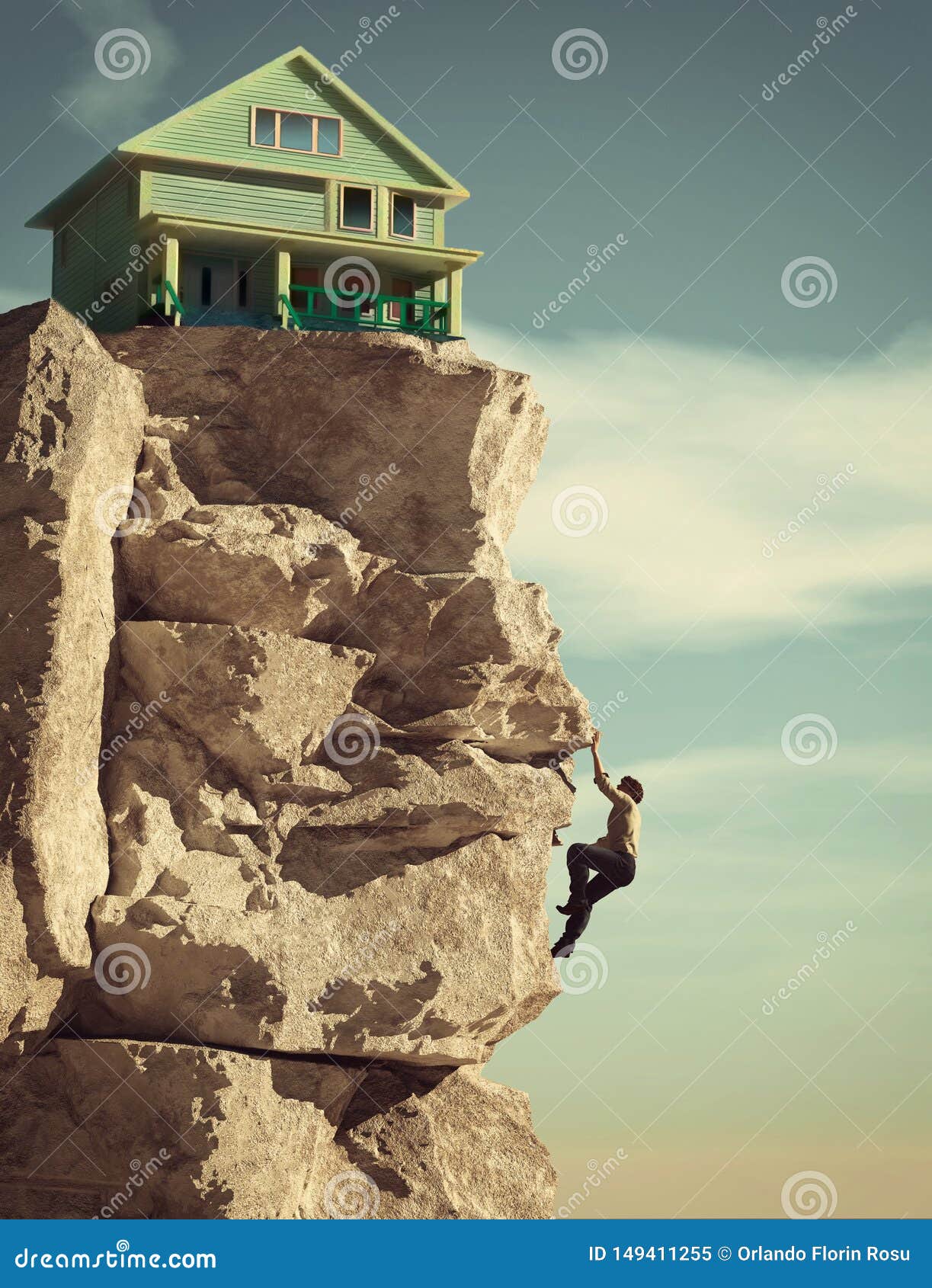 Climbing to the house stock illustration. Illustration of determination ...