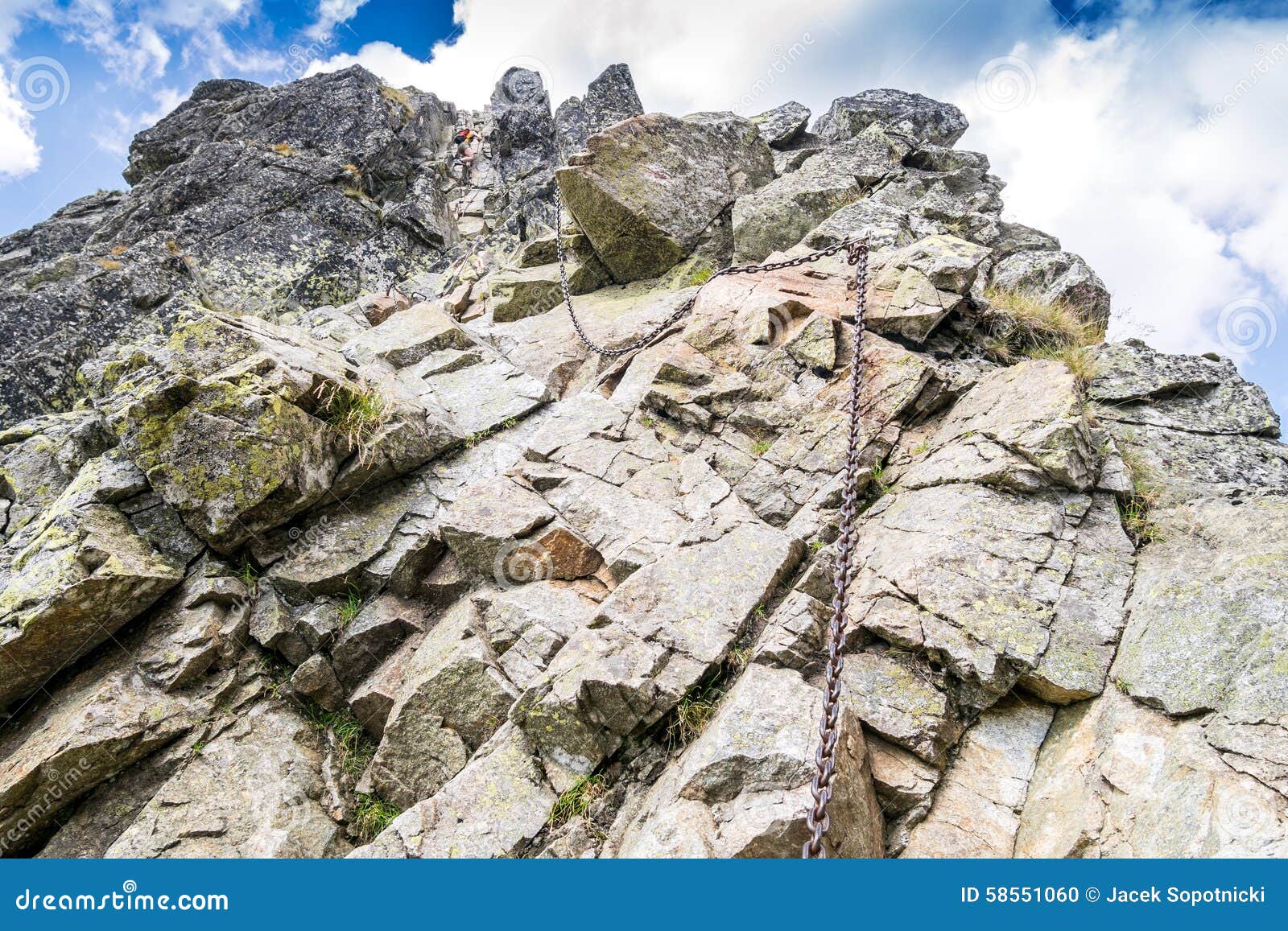 Climbing Trail with Chains in the Mountains Stock Photo - Image of ...