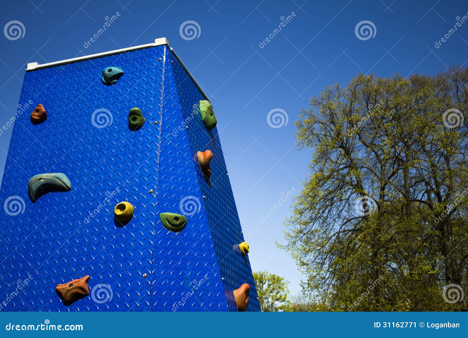 Climbing Wall at Playground in Park Stock Image - Image of multi ...