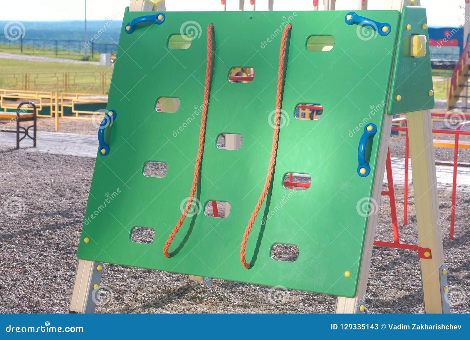Climbing Wall with Rope on the Playground. Stock Image - Image of ...
