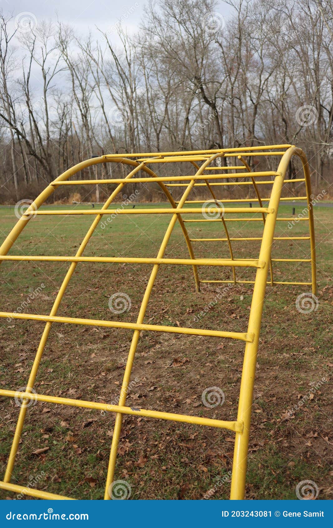 Climbing on the Yellow Climber. Stock Image - Image of brown, open ...