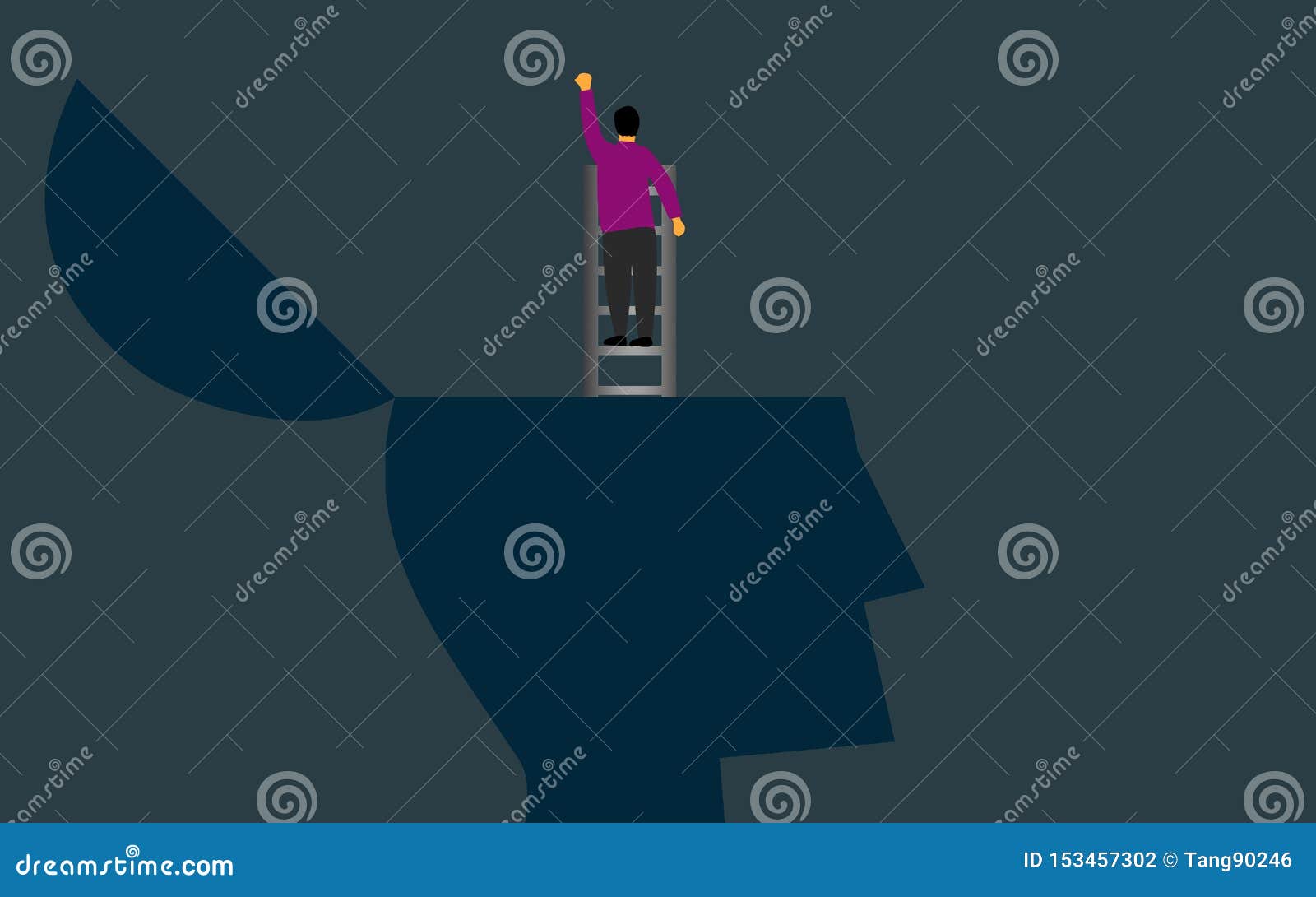 Climbs Out of the Brain Using a Ladder Stock Illustration ...